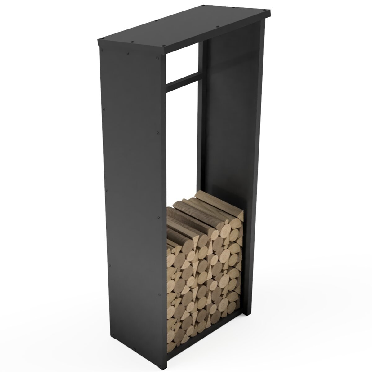 Outdoor Aluminium Tall Firewood Rack With Closed In Sides And Roof ...