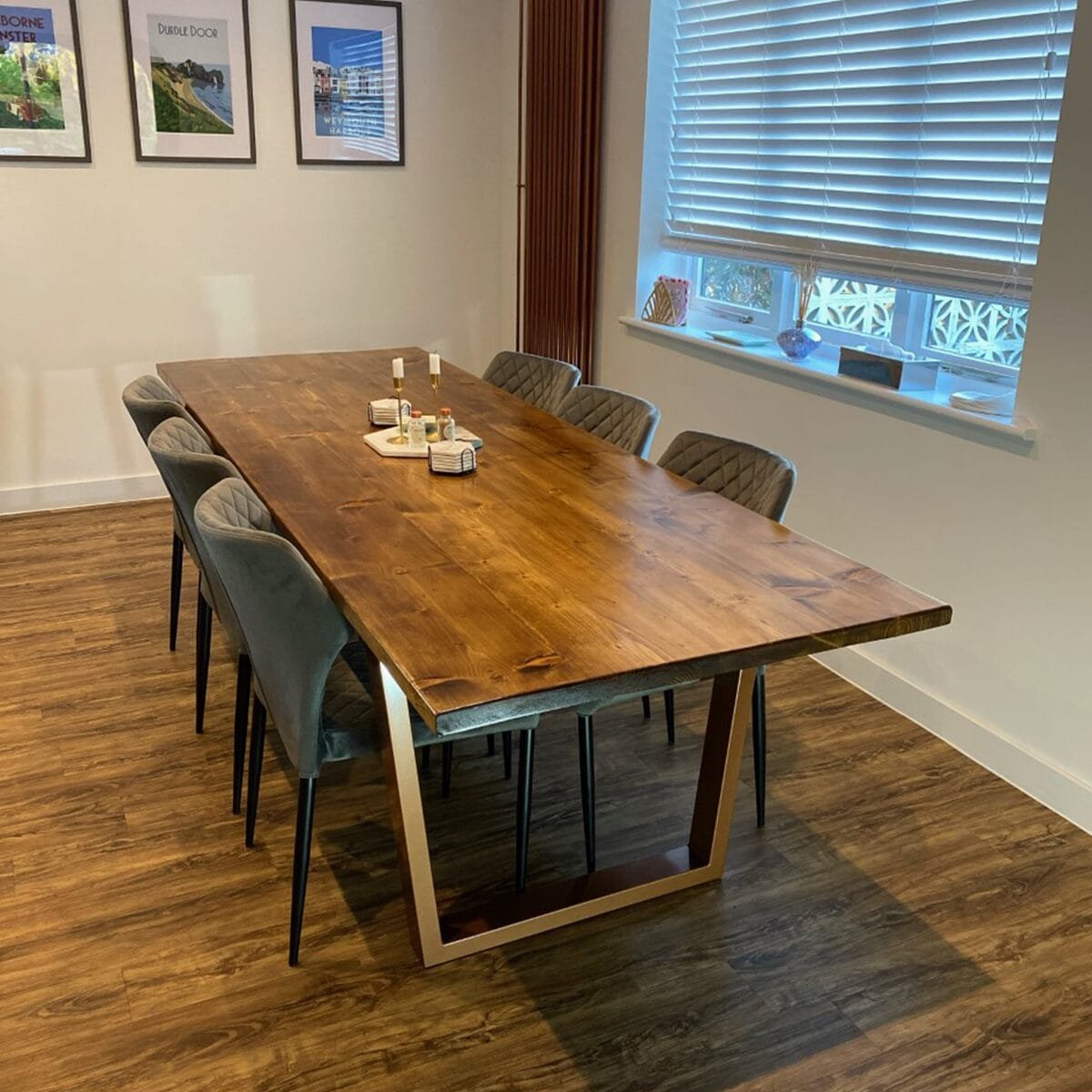 Trapezium Shaped Table Legs With Top Support Frame - Stoaked